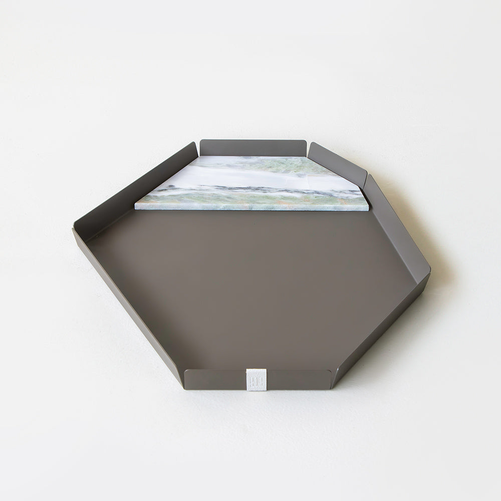 Polygon Taupe Metal Tray – Kadi Boutique